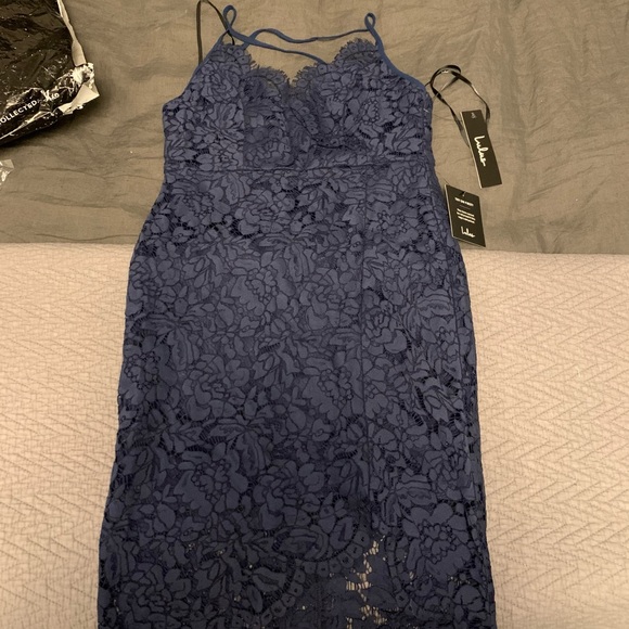 Lulus | Dresses | Lulus Flirting With Desire Navy Blue Lace Bodycon ...
